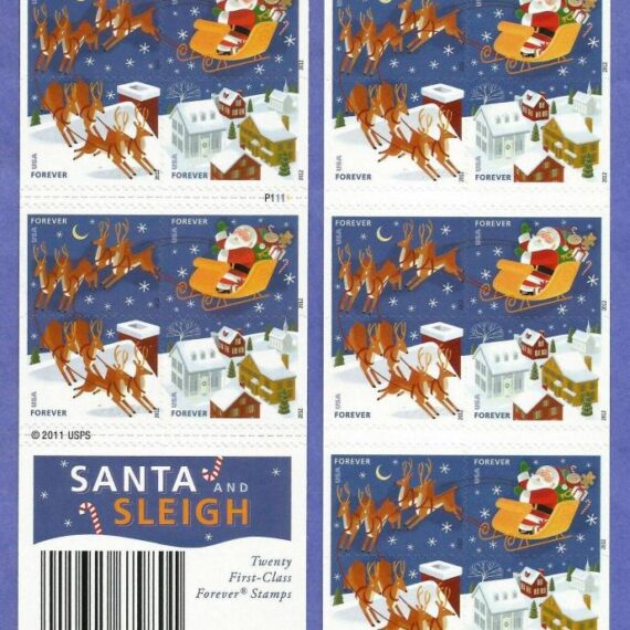 Santa And Sleigh Stamps - Forever Stamp Store
